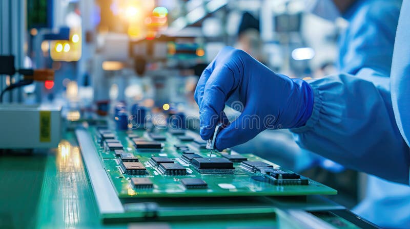 Workers on the Assembly Line Install Chips on Chips Stock Image - Image ...