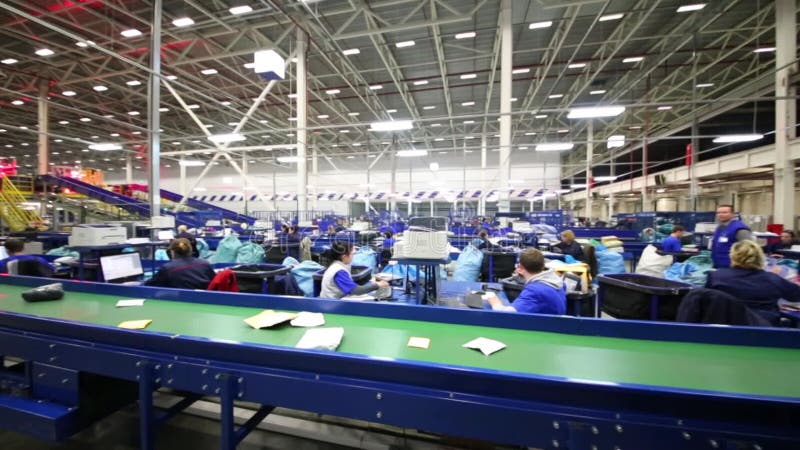 Workers of Automated Sorting Center Russian Post Stock Video - Video of ...