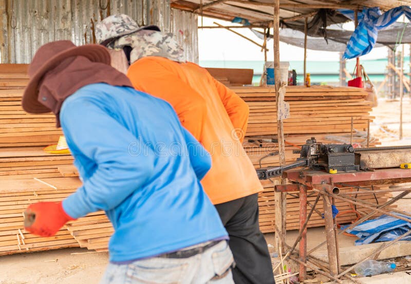 Workers is Bending Rebars with Human Force Stock Image - Image of beam ...