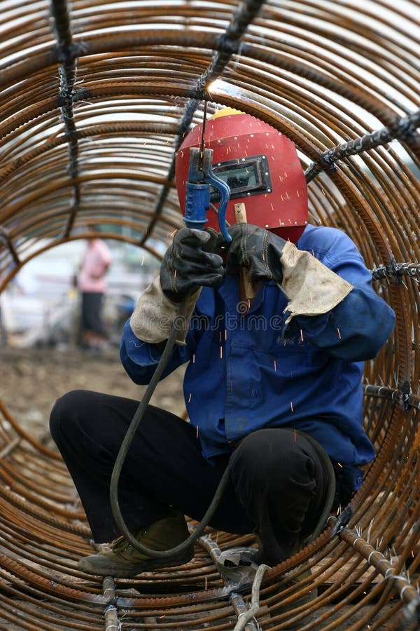 Workers in Bridge Construction Site Stock Image - Image of outdoor ...