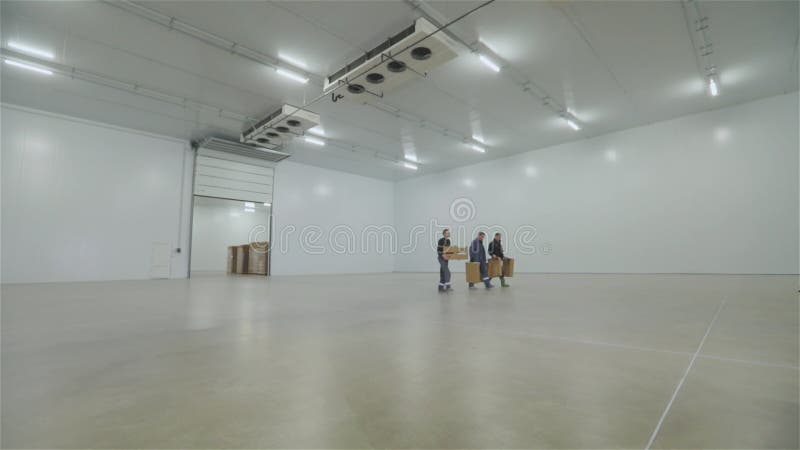 Workers Bring Boxes into the Warehouse. Warehouse Workers. Warehouse ...