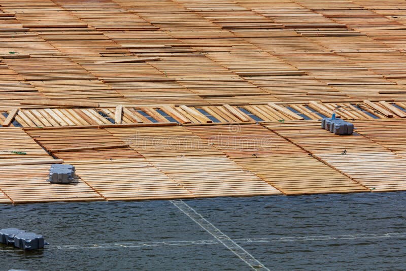 Workers Build a Dam of Wood on the River Stock Image - Image of ...