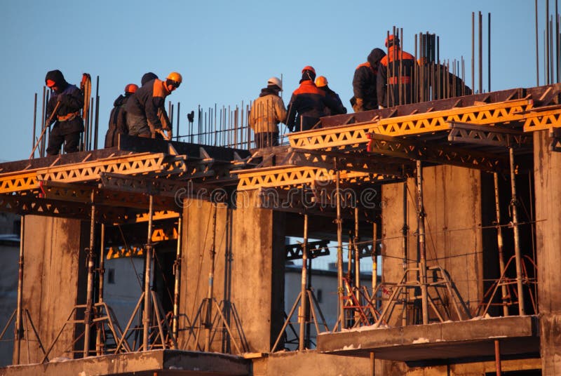 Workers on building stock photo. Image of outdoors, helmet - 8777058
