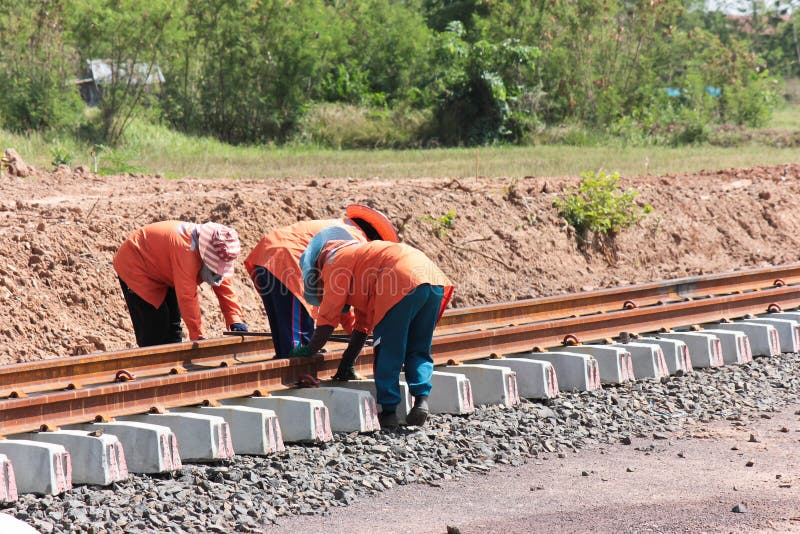 Workers Building a Railway. Editorial Stock Image - Image of freight ...