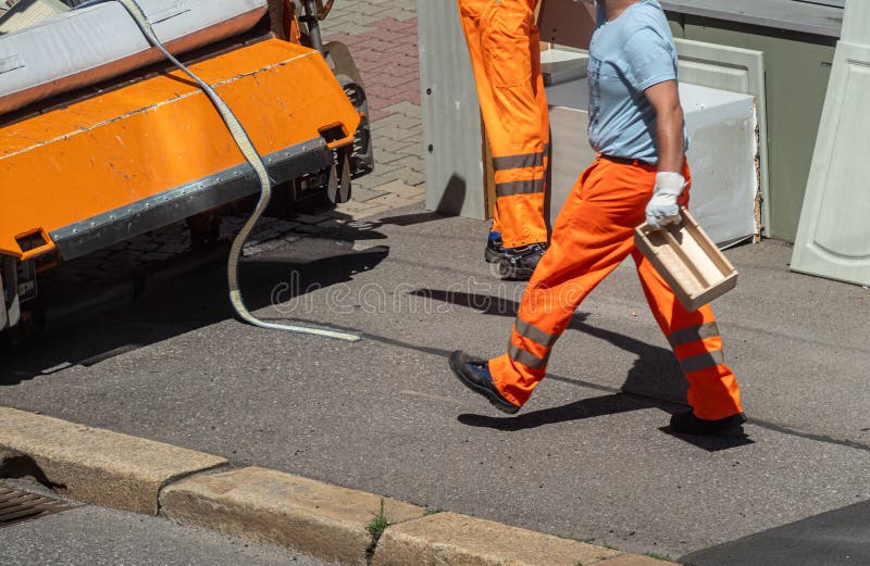 Workers at a Bulky Waste Disposal Stock Image - Image of household ...