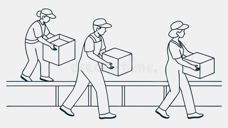 Workers Carrying Boxes Vector Delivery Logistics Team, Vector Design ...