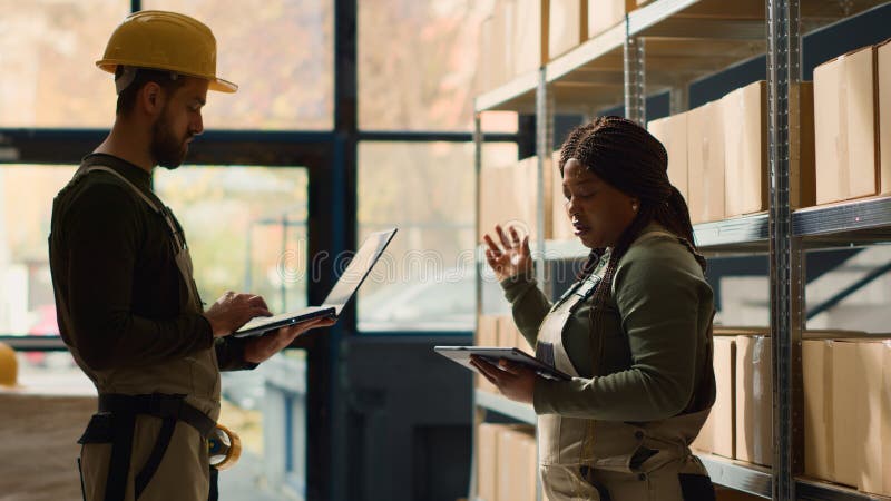 Workers Check Warehouse Inventory Stock Photo - Image of fulfillment ...