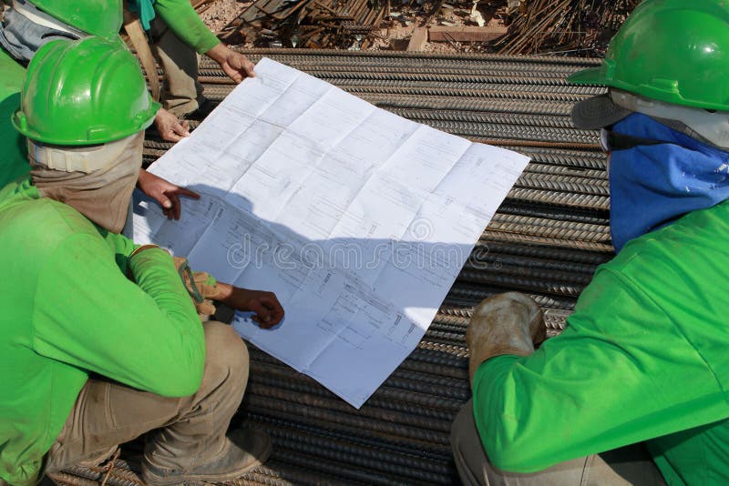 Workers on Civil Construction Stock Photo - Image of safety, helmet ...