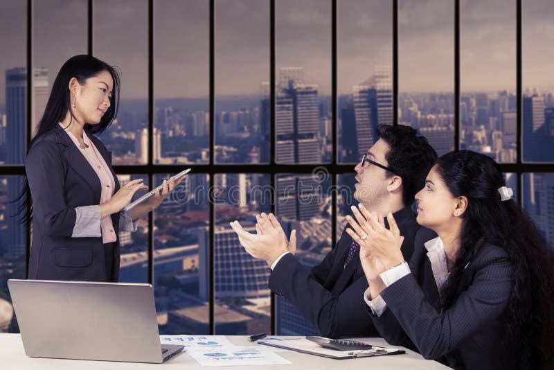 Workers Clapping Hands for Their Partner Stock Photo - Image of clap ...