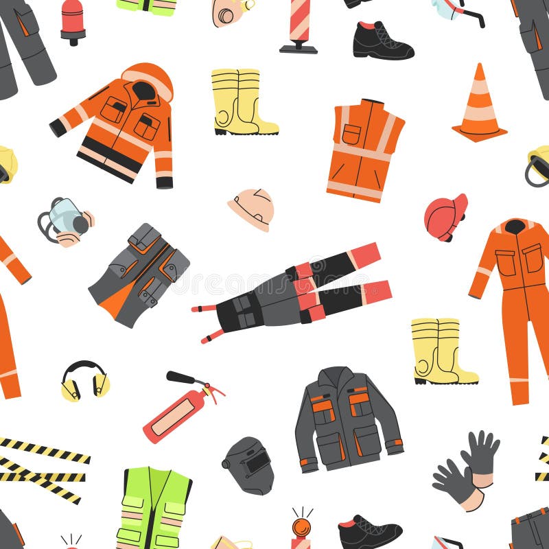 Workers Clothes, Protect Uniform Seamless Pattern. Construction Worker ...