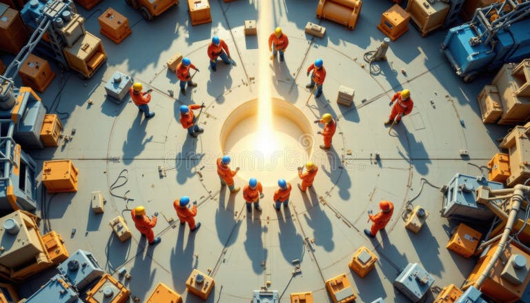 Workers Collaborating in a Circular Assembly Area Efficiently Managing ...