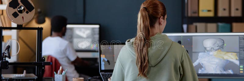 Designing Digital 3D Models in Modern Office Setting Stock Image ...