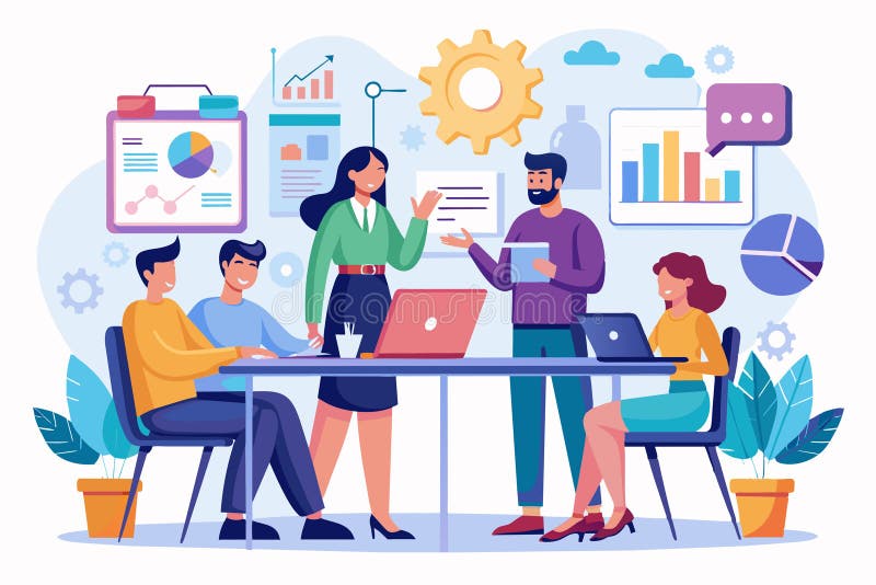 Workers Collaborating at the Negotiation Table in a Modern Office ...