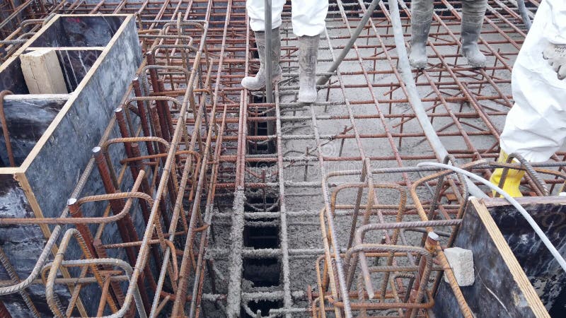 Workers compact concrete stock video. Video of worker - 243616495