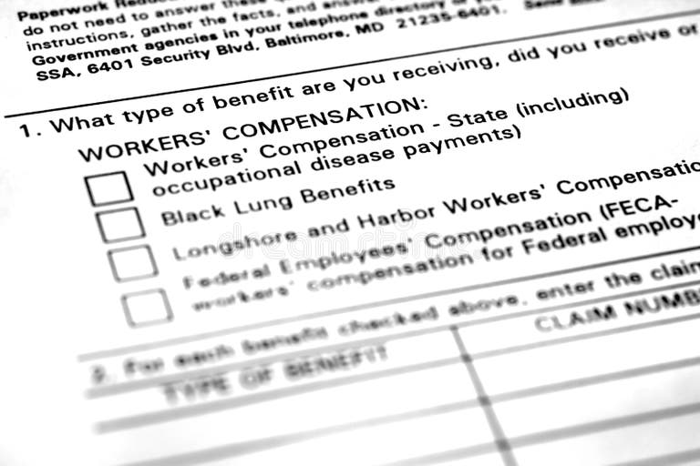 Workers Compensation Application Form Stock Photo - Image of ...
