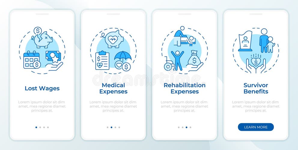 Workers Compensation Blue Onboarding Mobile App Screen Stock Vector ...