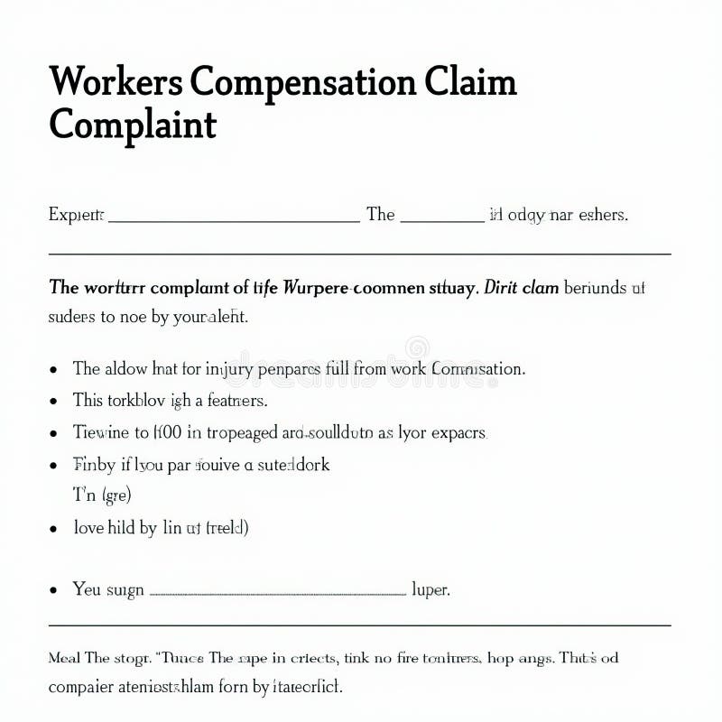 Workers Compensation Claim Form with Blurred Text Layout Stock ...