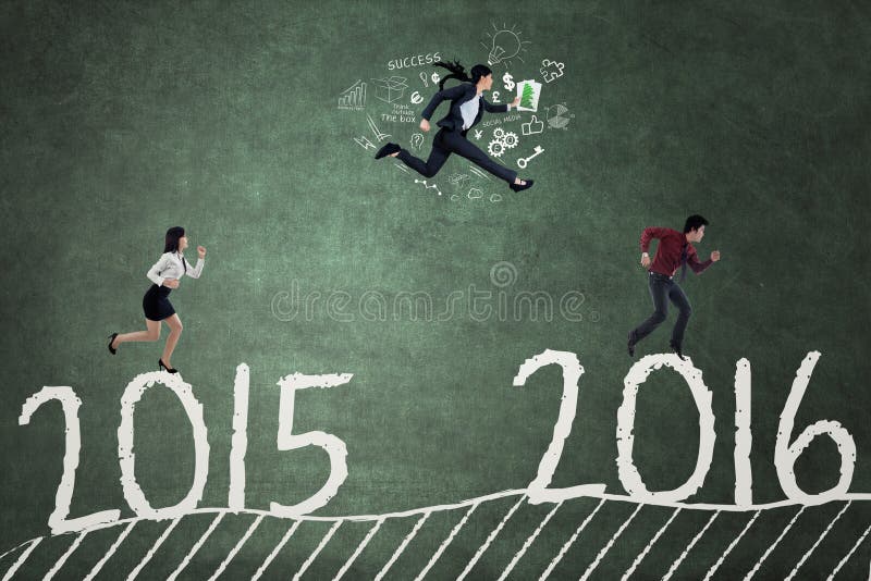 Workers Compete To Achieve Numbers 2016 Stock Image - Image of leap ...