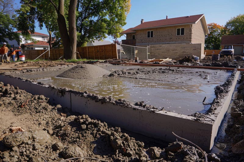 Workers Concrete a Platform with Formwork Stock Photo - Image of ...