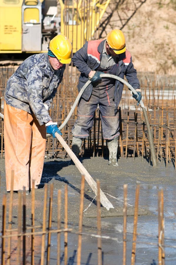 Workers on concrete works stock image. Image of casting - 16649133