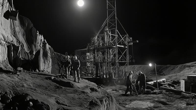 Workers Conduct Excavation Activities on an Asteroid S Surface ...