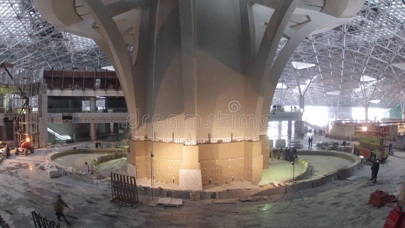 Workers Constructing Airport Control Tower, Wide. Stock Footage - Video ...