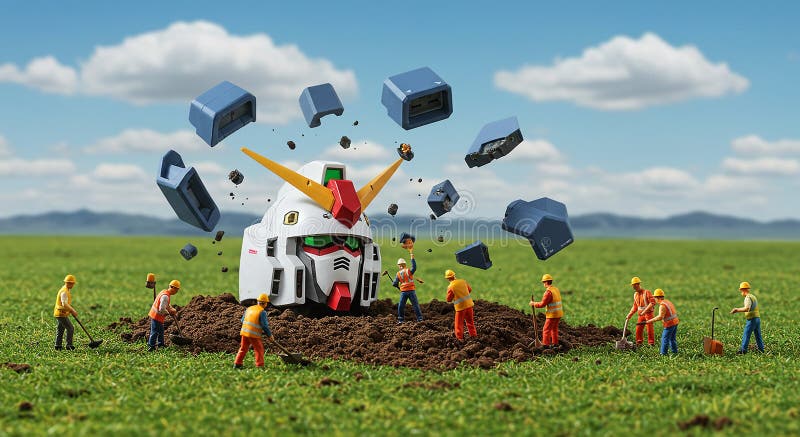 Workers in Construction Attire are Standing Around and Digging Up the ...