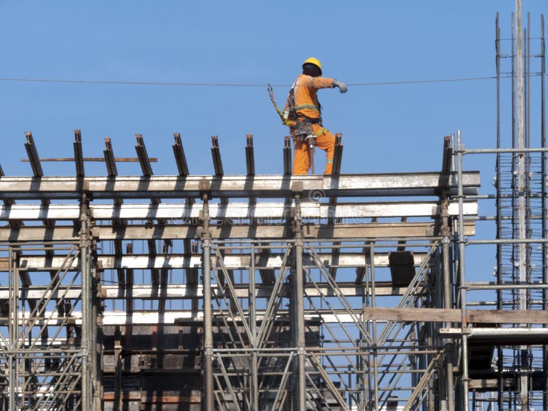 Workers 6in the Construction of the Elevated Metro Track, Line 17 Gold ...