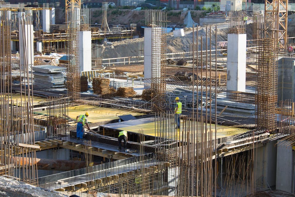 Workers on a Construction Site in Bucharest Editorial Photo - Image of ...