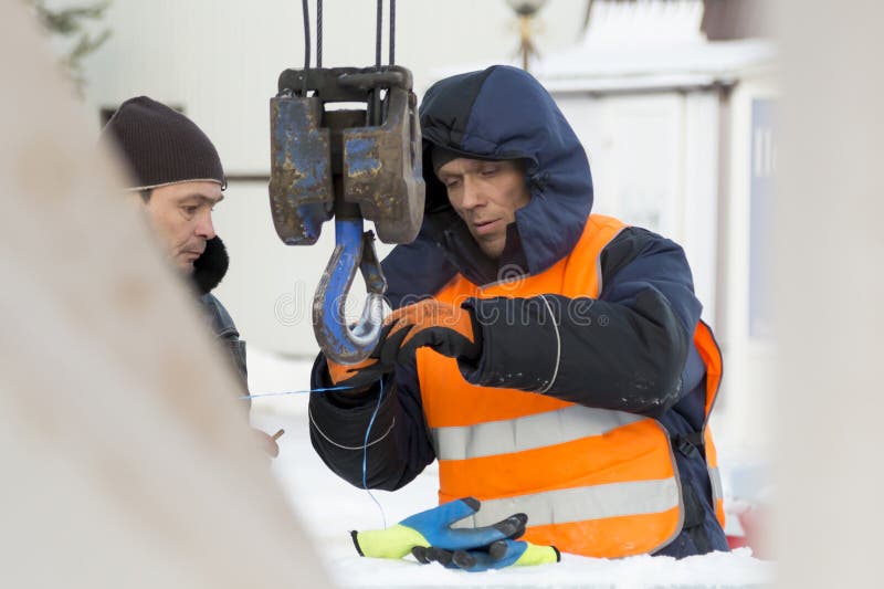 Two Workers at the Site of the Ice Camp Stock Photo - Image of figure ...