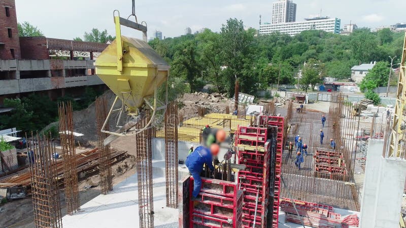 Construction of a Modern Residential Complex. Workers at a Construction ...