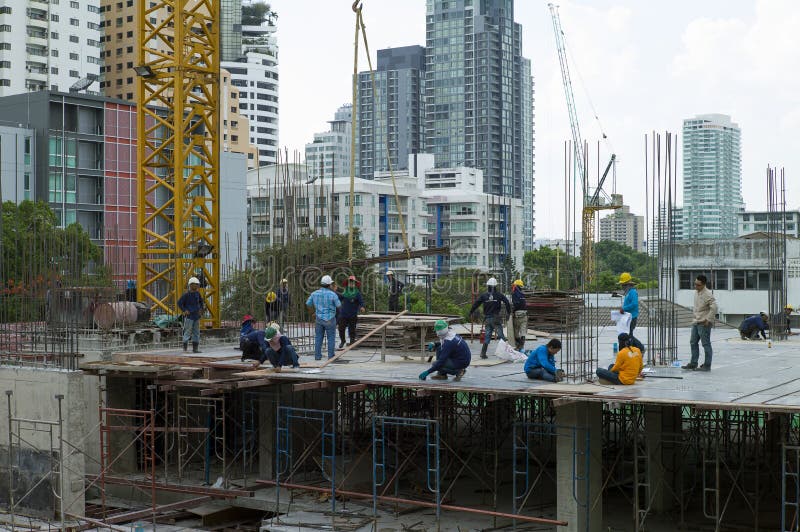 Workers on Construction Site Editorial Stock Photo - Image of ...