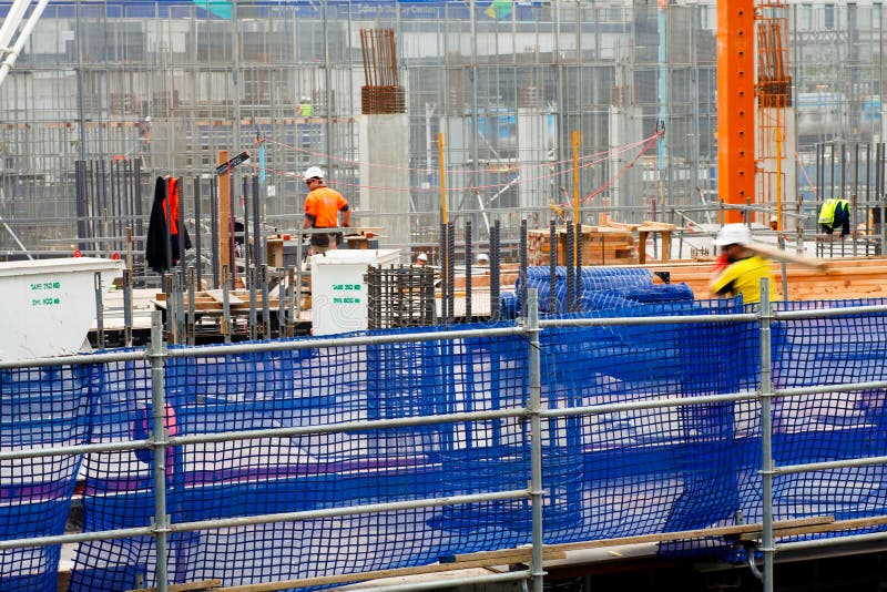 Workers on Construction Site Editorial Stock Image - Image of ...