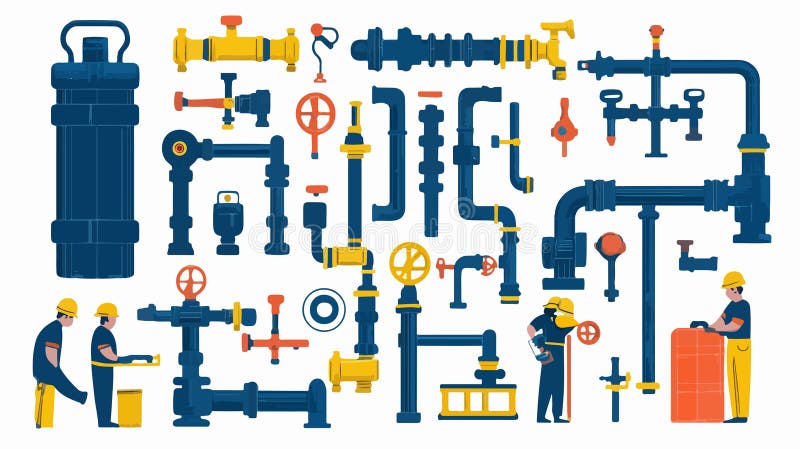 Workers Control Work of Pipeline, Opening a Valve and Managing Tasks in ...