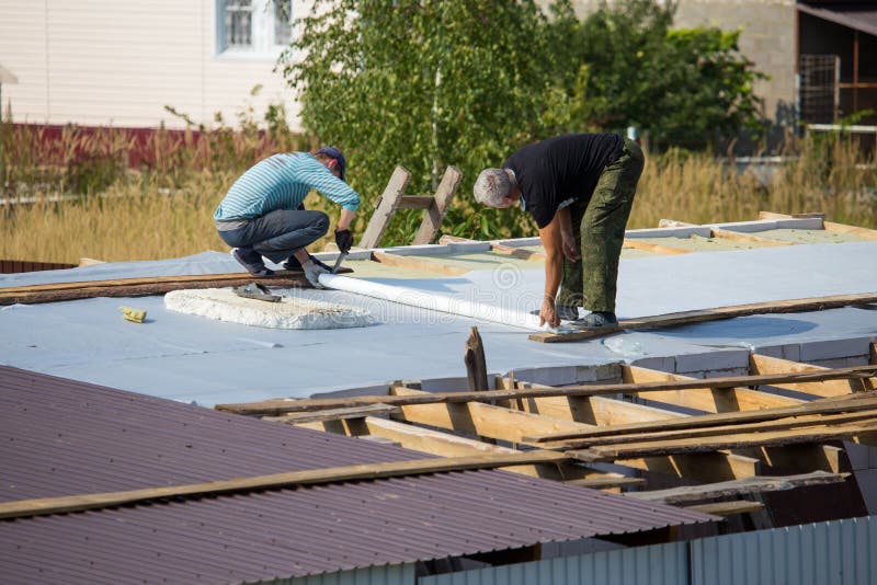 Workers Cut the Roof in the House Editorial Stock Photo - Image of ...