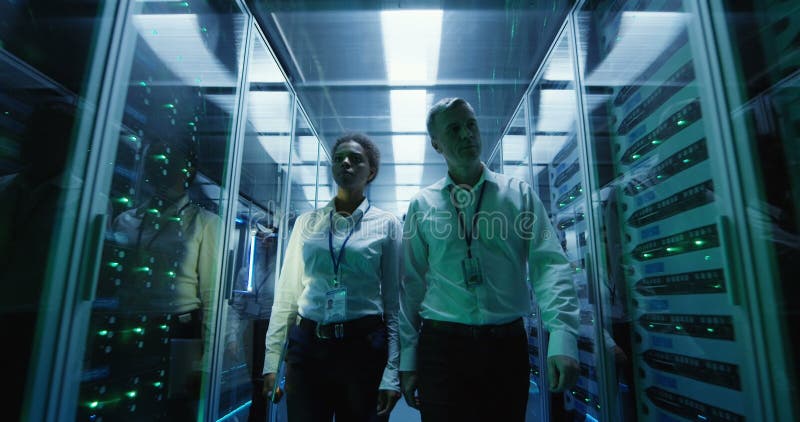 Back Panel of Powerful Servers Installed in the Rack of the Server Room ...