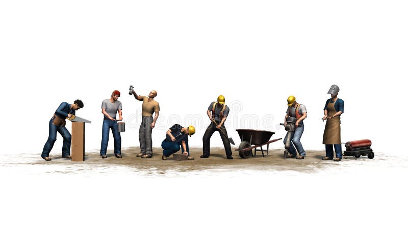 Different Workers with Their Tools - Isolated on White Background Stock ...