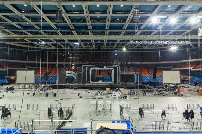 Concert stage workers editorial stock photo. Image of entertainment ...