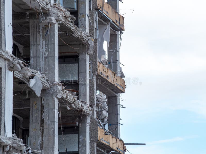 Urban Demolition Reveals Skeletal Structure of a High-rise Building in ...