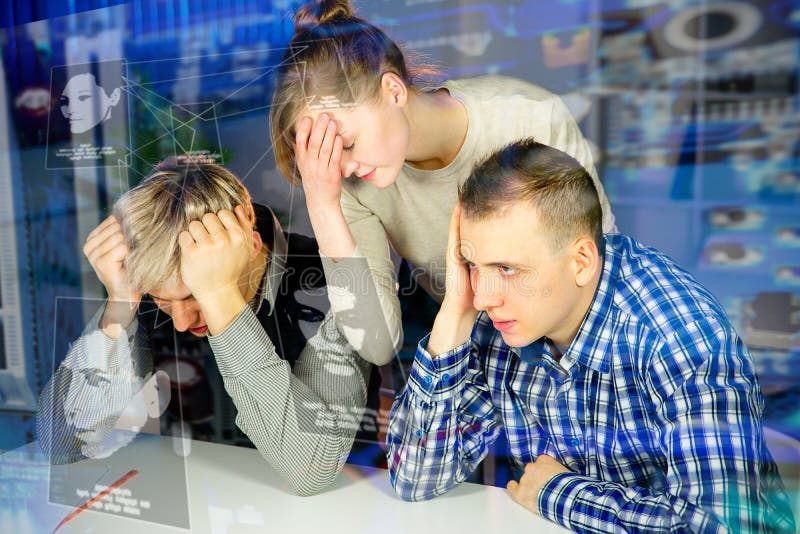 Workers doing a boring job stock image. Image of screen - 90741979