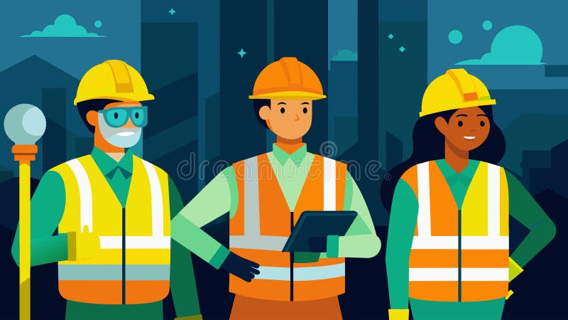 The Workers are Dressed in Bright Safety Gear Their Reflective Vests ...