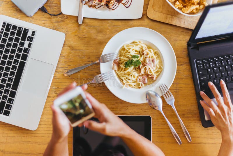 Workers Eat during Meetings in Cafes. Stock Image - Image of eating ...