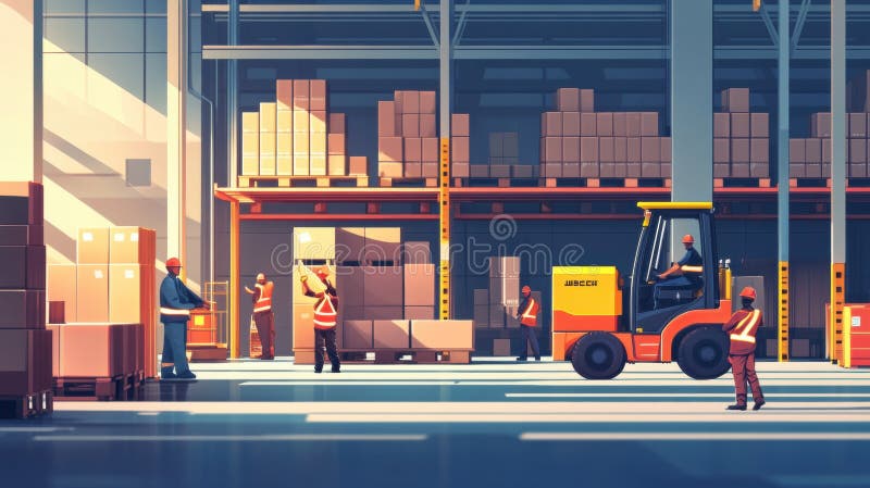 Workers Efficiently Managing Inventory in a Bright Warehouse Setting ...