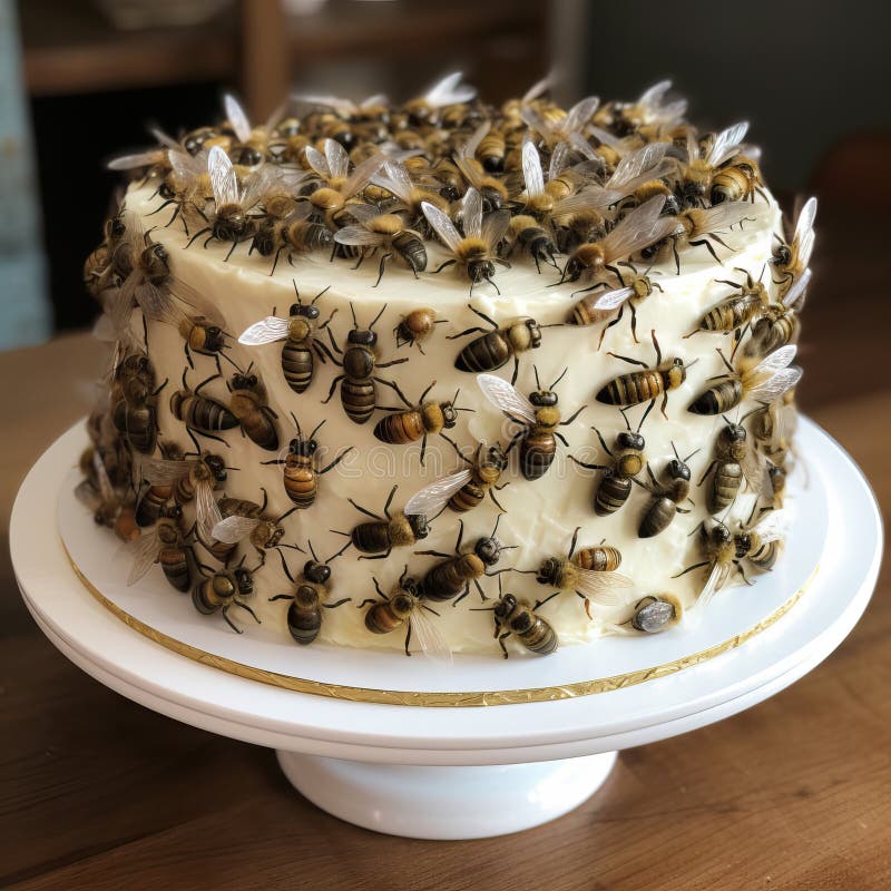 Workers and Embryonic Bees Sweet. a Cake Covered with Cold Icing. with ...