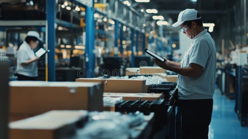 Workers Engage in Lean Manufacturing Processes Inside a Factory Stock ...