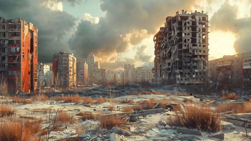 Workers are Engaged in Demining Activities within a Devastated Urban ...