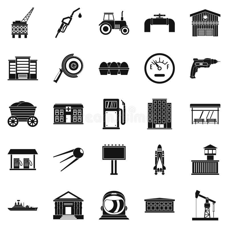 Workers in the Factory Icons Set, Simple Style Stock Vector ...