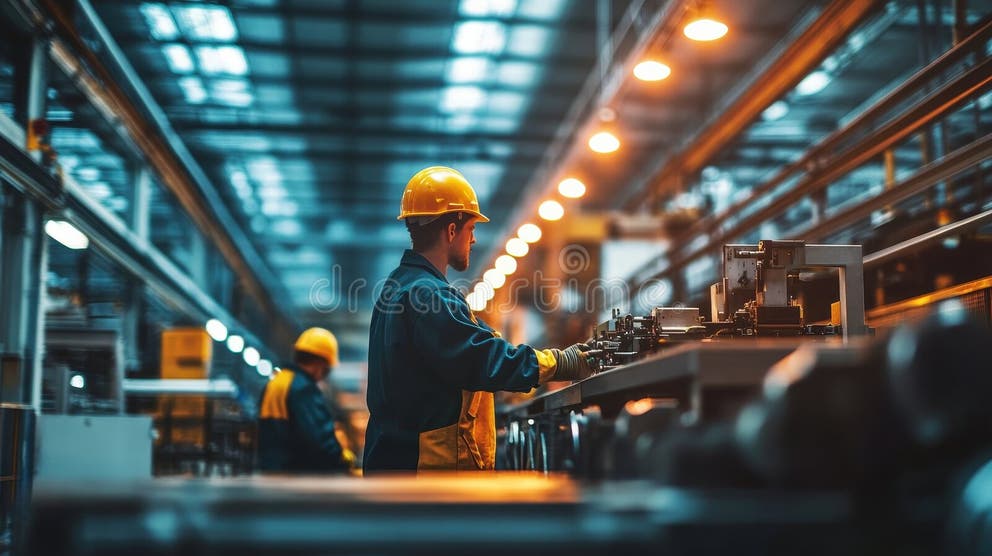 Workers in a Factory Setting Engaged in Assembly Tasks Stock ...