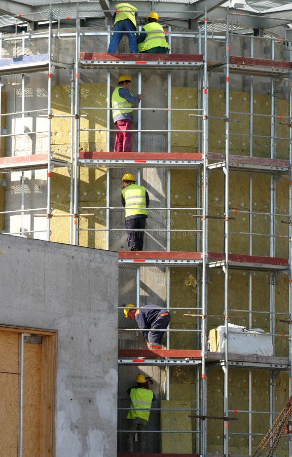 Workers on falsework stock image. Image of safety, high - 2318551