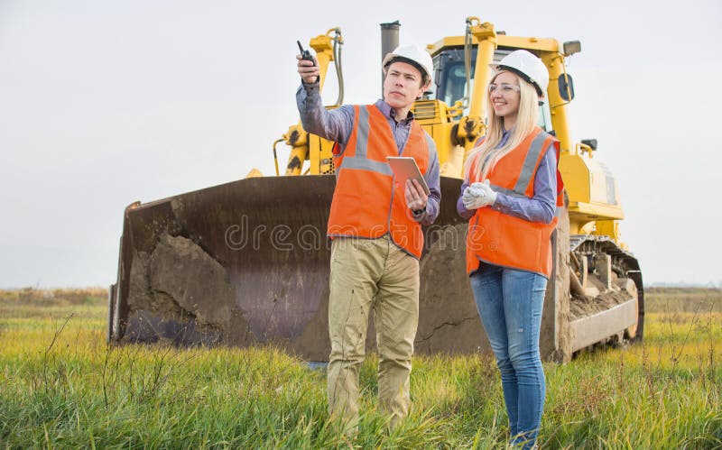 Workers in the field stock image. Image of builder, boss - 78201239